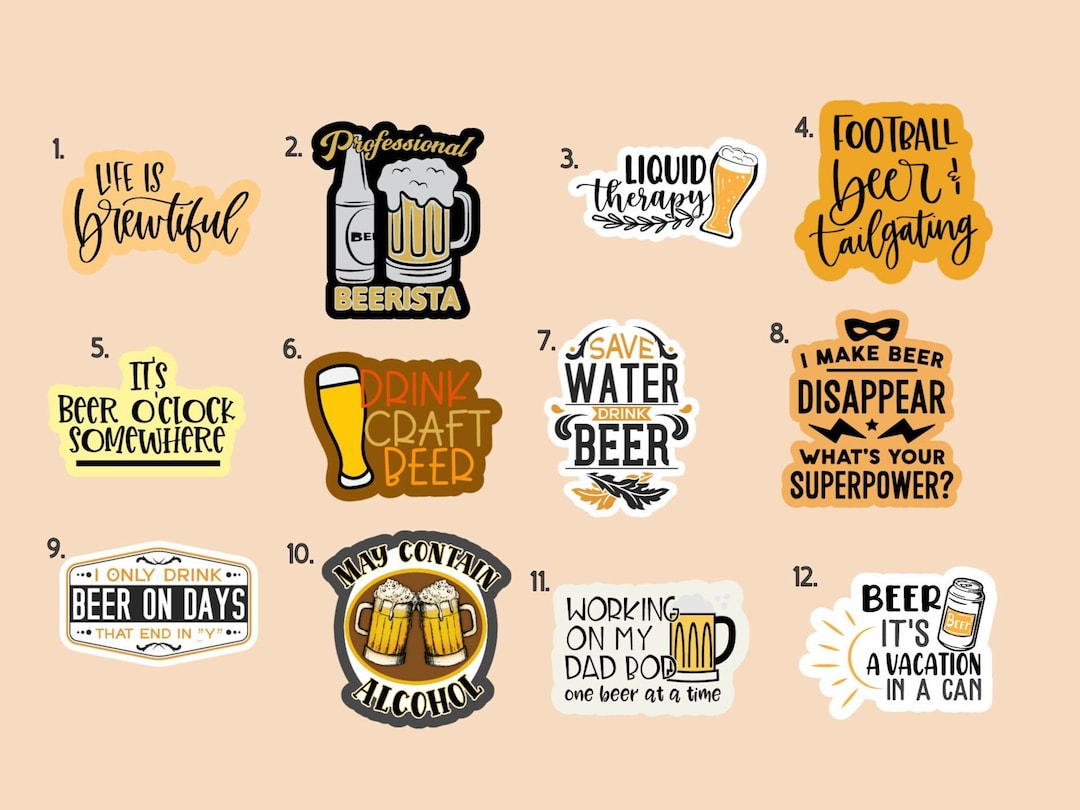 Beer Lover Sticker Pack | Waterproof | Water Bottle Sticker | Laptop ...