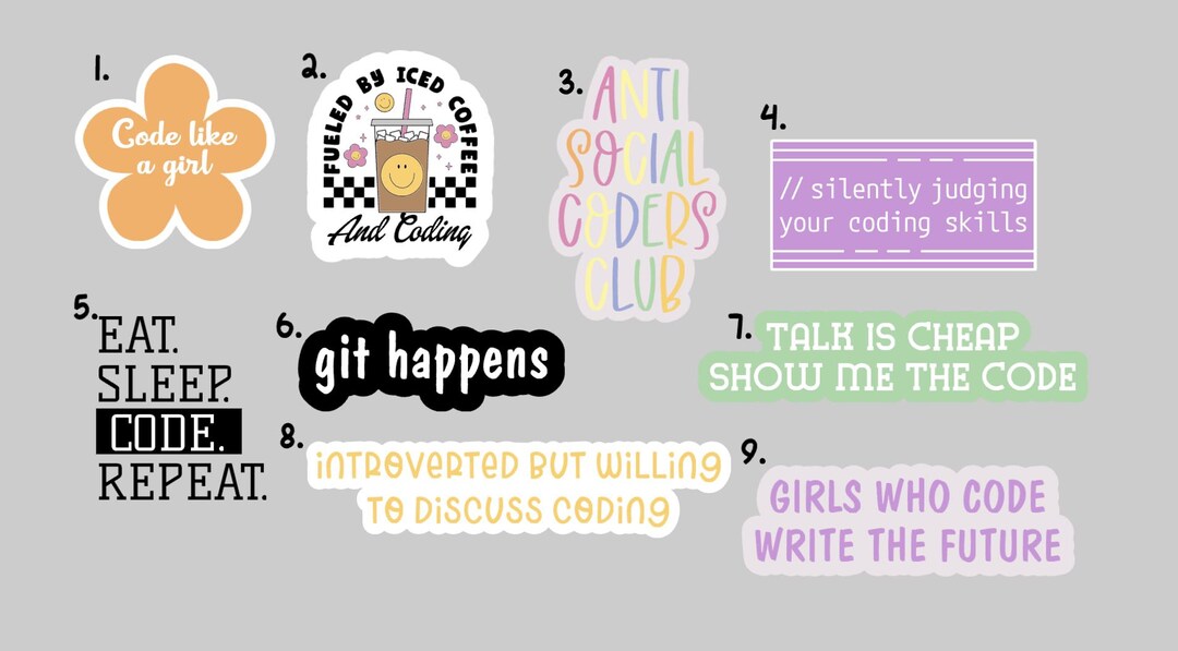 Girl Coding Sticker Packs | Coding Decal | Water Bottle Sticker ...