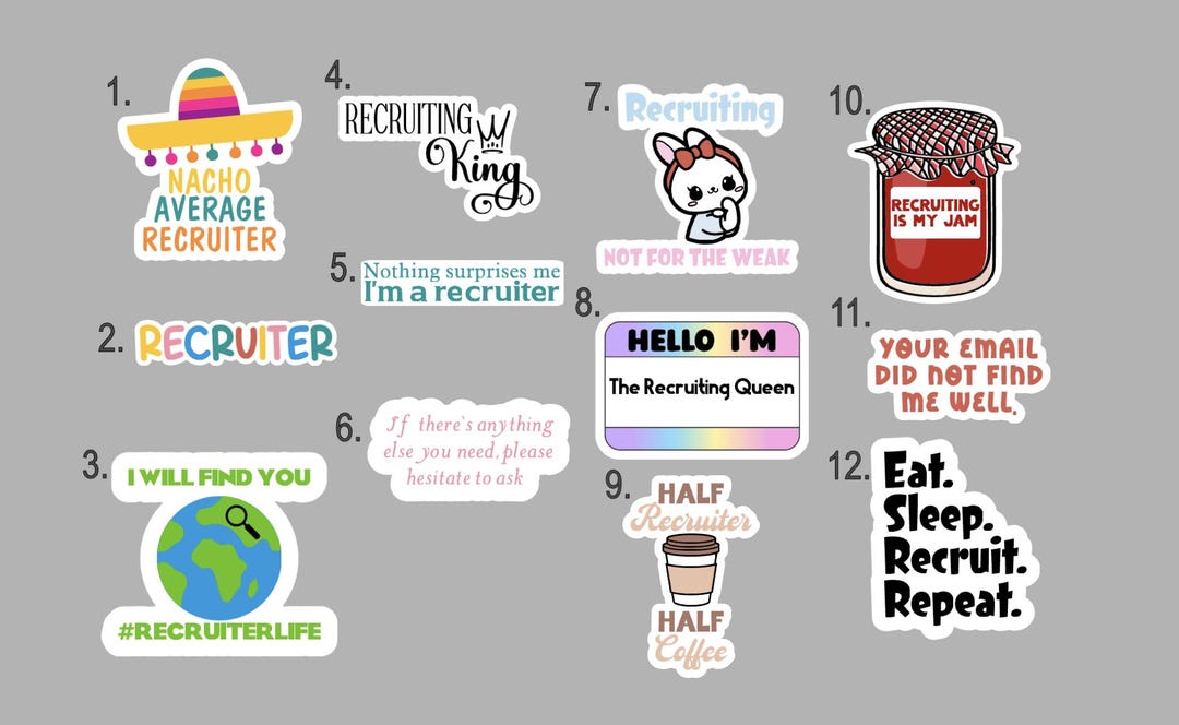 Recruiter Sticker Packs | Recruiter Decal | Water Bottle Sticker ...