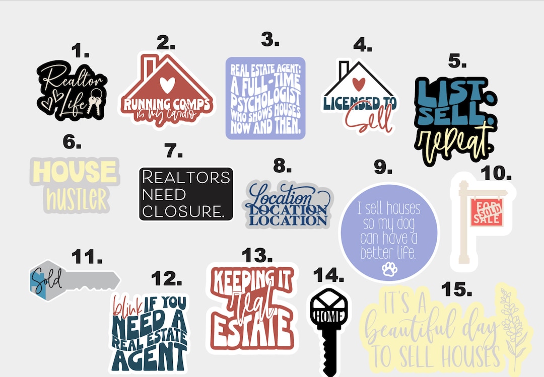 Realtor Sticker Packs | Real Estate Decal | Water Bottle Sticker ...