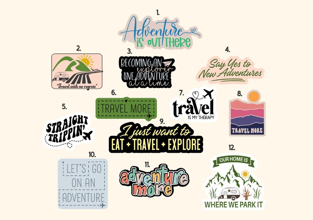 Adventure Sticker Pack | Travel More Stickers | Waterproof | Water ...