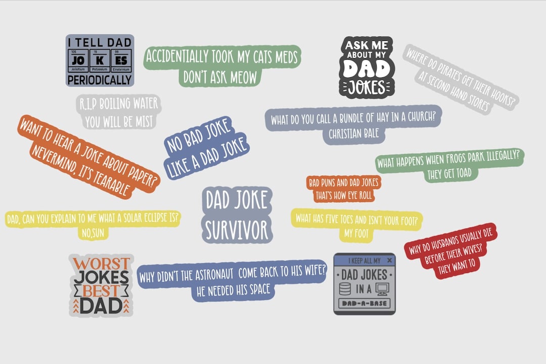 Dad Joke Stickers, Funny Dad Stickers, Punny Joke Stickers, Dad Pun ...