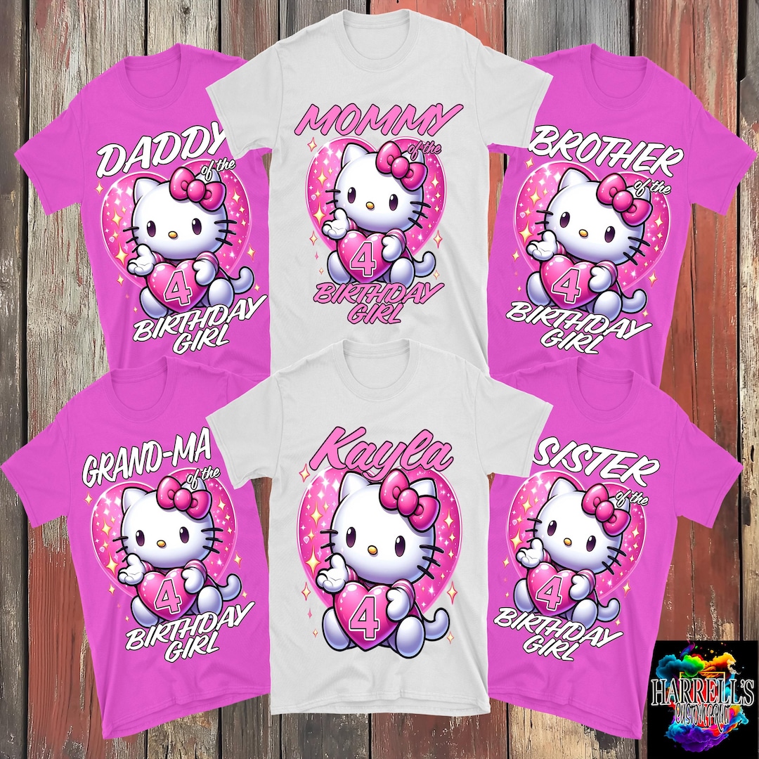 Hello Kitty Birthday Shirt, Family Matching Party Apparel - Etsy