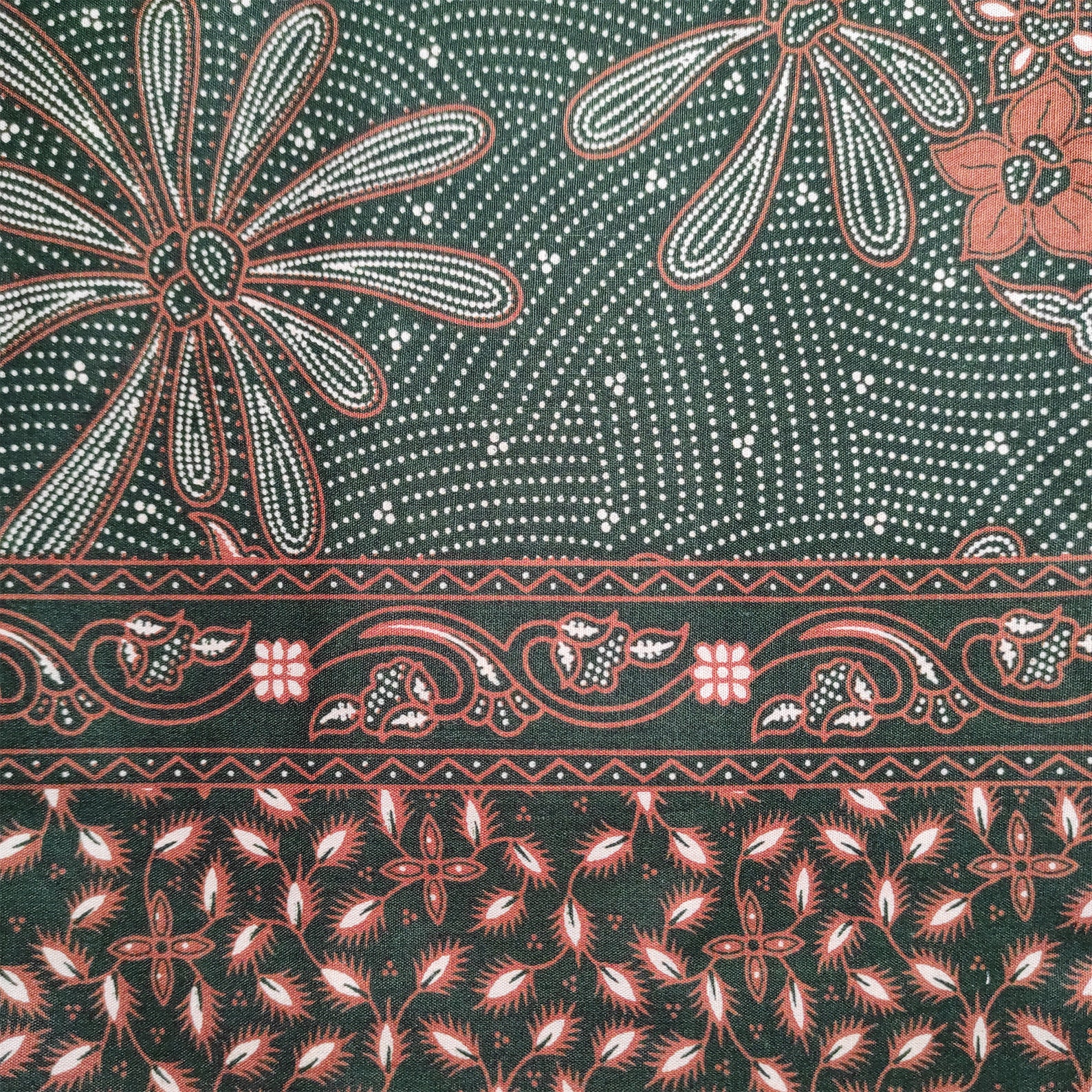 Forest Green Batik Floral Print Fabric - Etsy