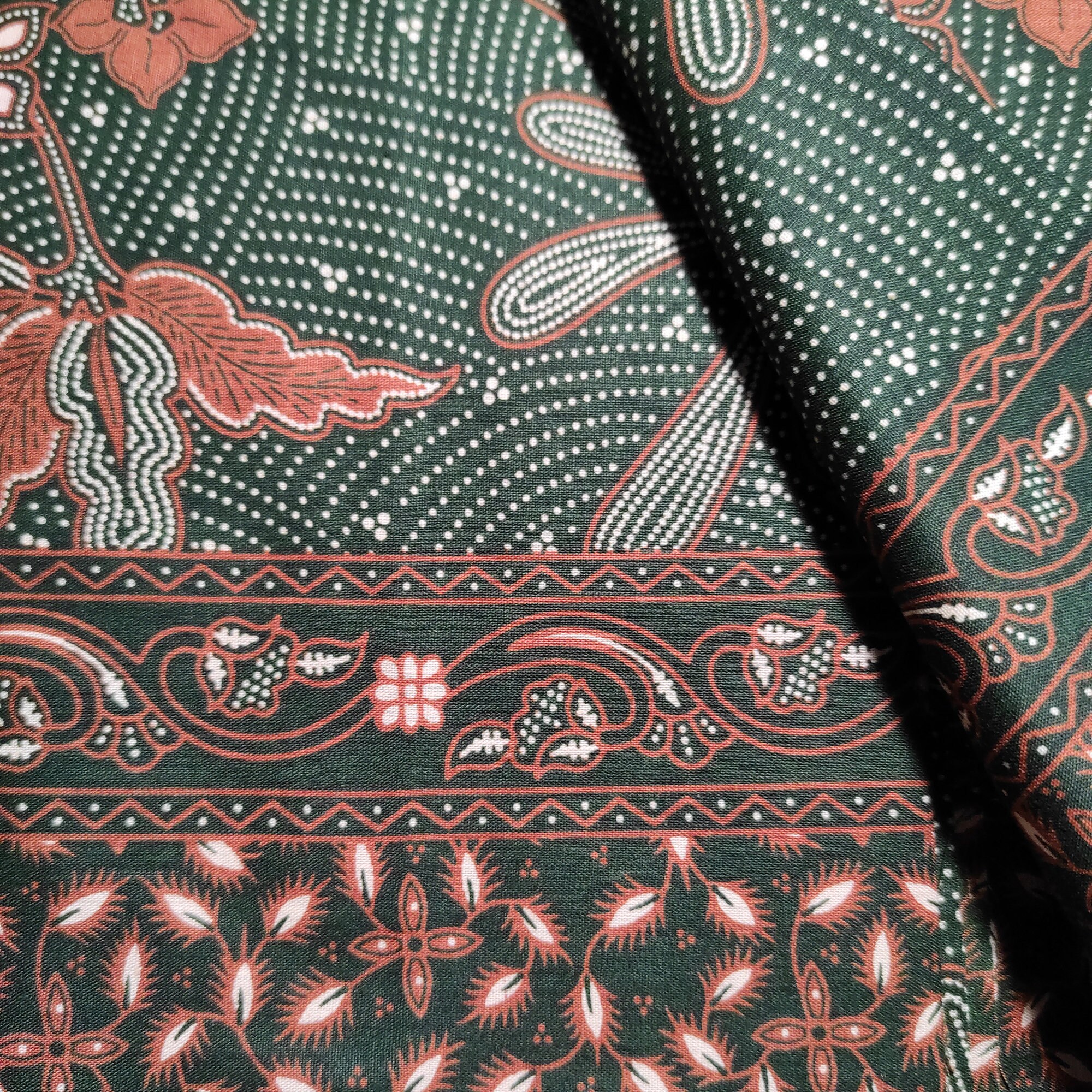 Forest Green Batik Floral Print Fabric - Etsy
