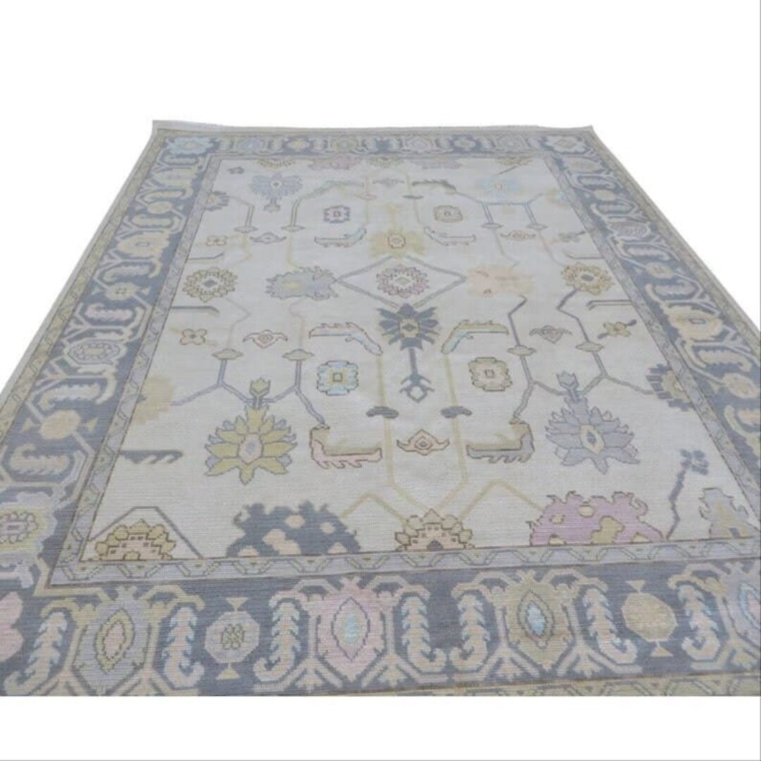 12x15 Blue and Beige Turkish Knot Area Rug/ Bedroom Rug/ Decor Rug ...