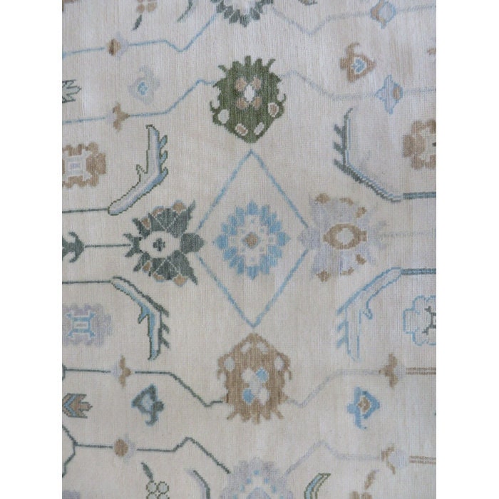 12x15 Blue and Beige Turkish Knot Area Rug/ Bedroom Rug/ Decor Rug ...