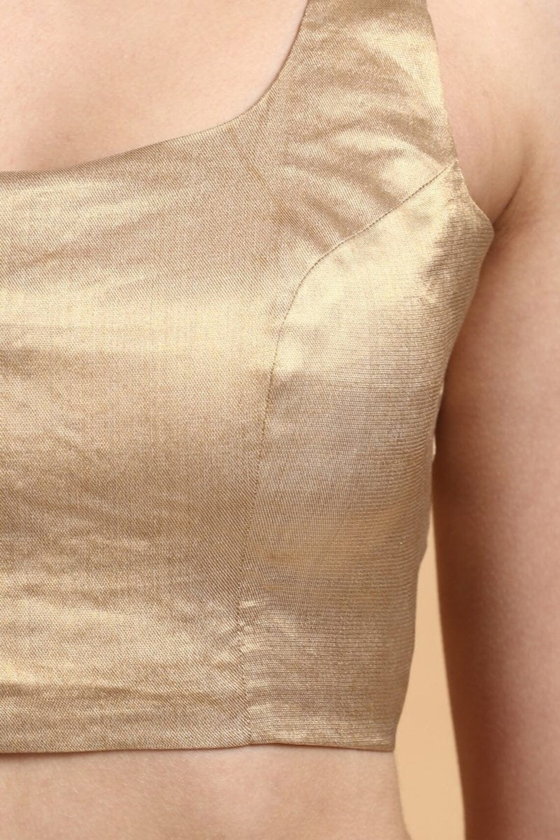 Beautiful Indian Designer Silk Fabric Golden Colour Handmade Blouse ...