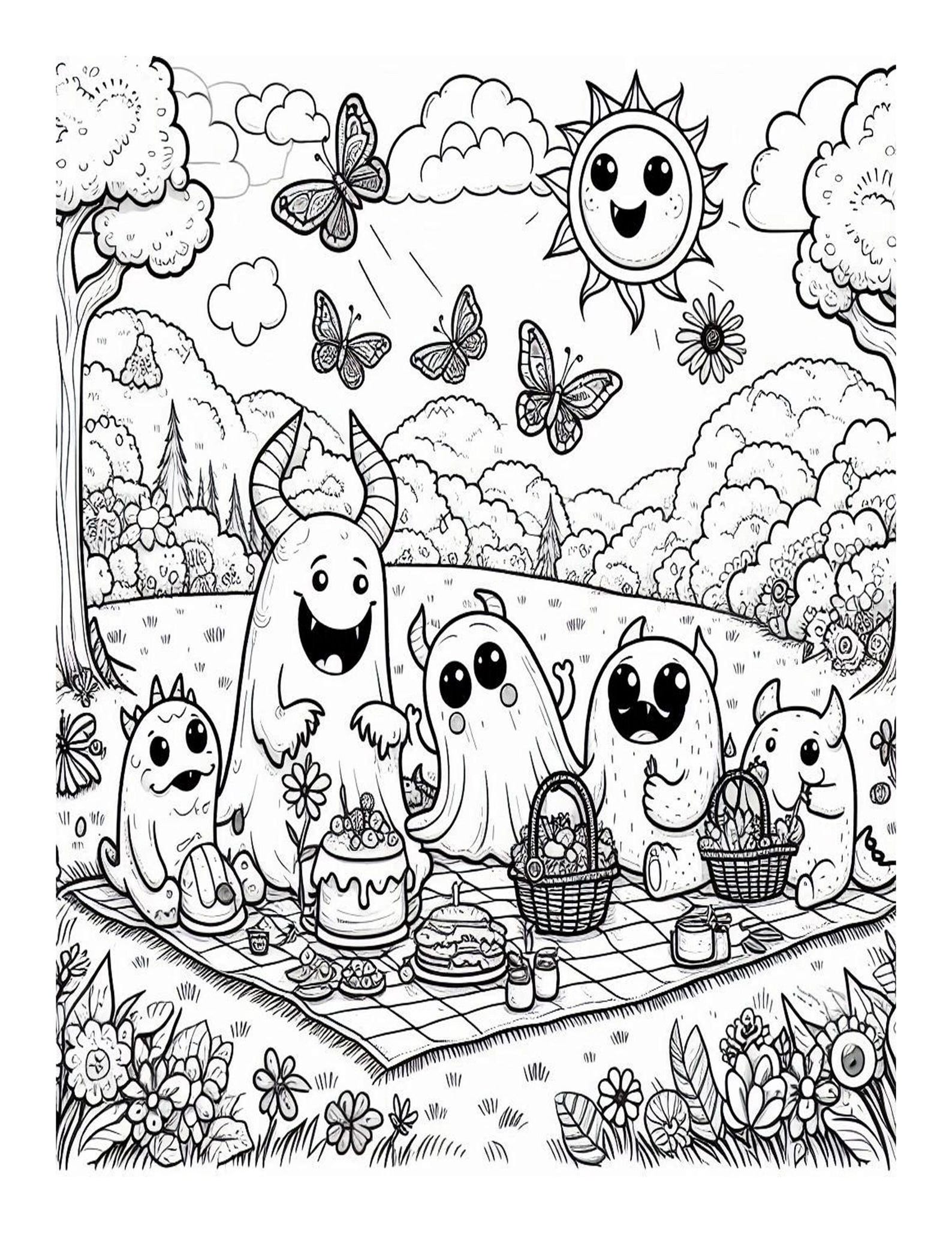 Halloween Monsters Coloring Pages for Adults: 25 Printable Designs (PDF ...