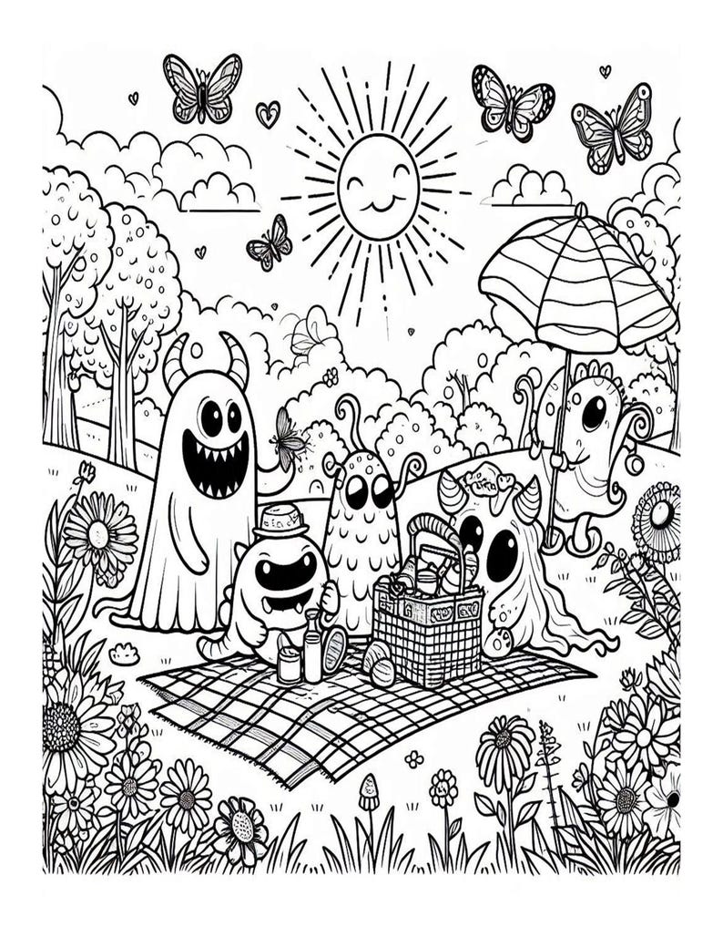 Halloween Monsters Coloring Pages for Adults: 25 Printable Designs (PDF ...