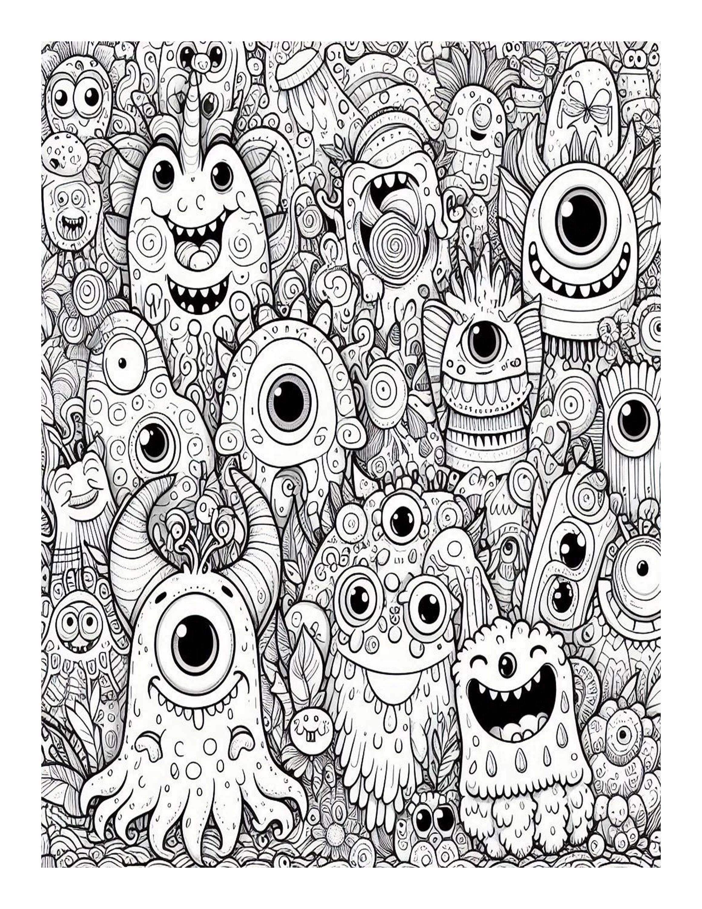 ONLY 1 LEFT in Stock! Cute and Funny Little Monsters Coloring Pages for ...