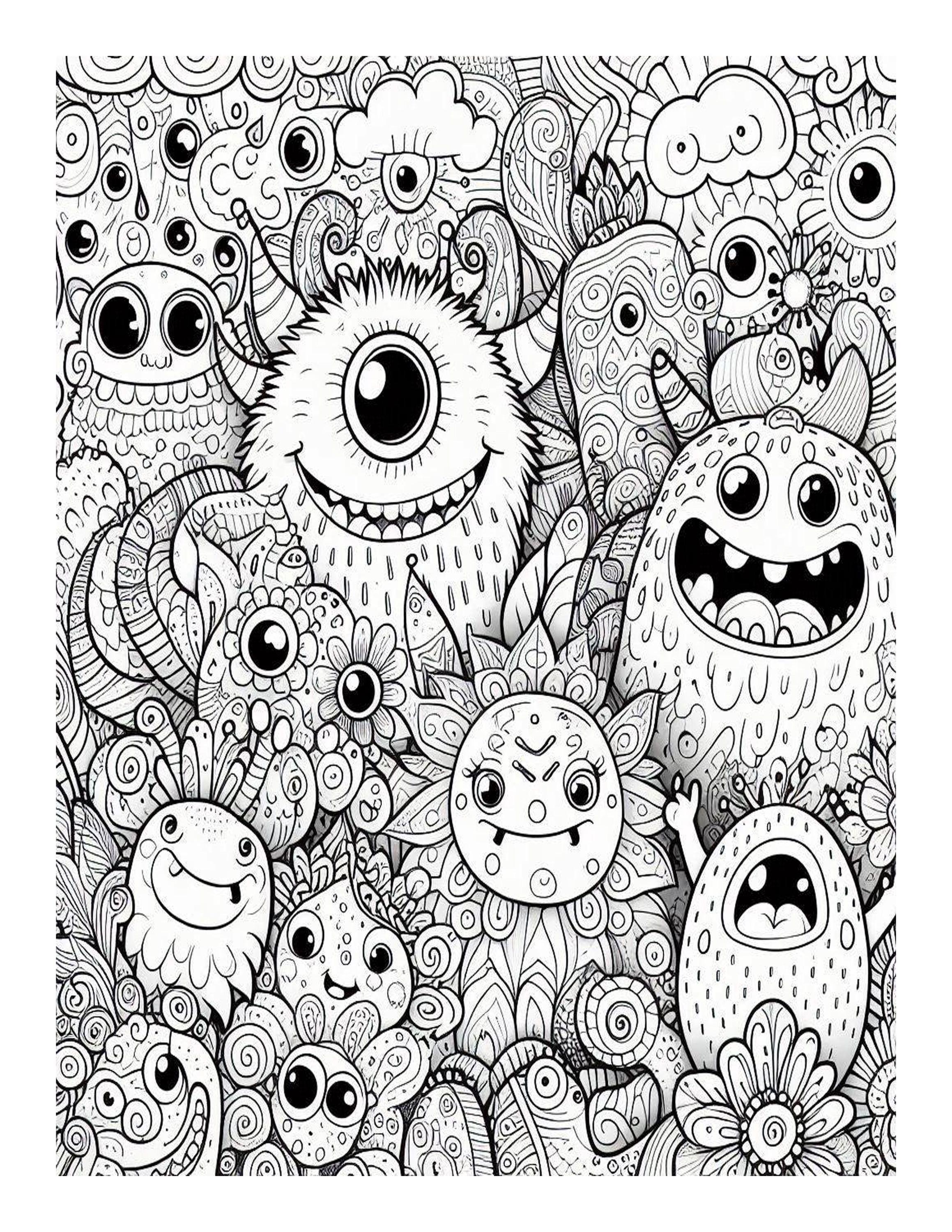 ONLY 1 LEFT in Stock! Cute and Funny Little Monsters Coloring Pages for ...