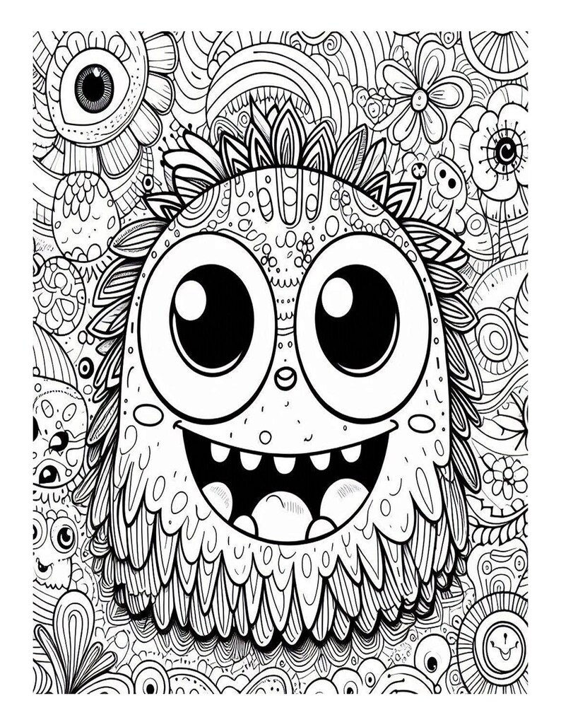ONLY 1 LEFT in Stock! Cute and Funny Little Monsters Coloring Pages for ...