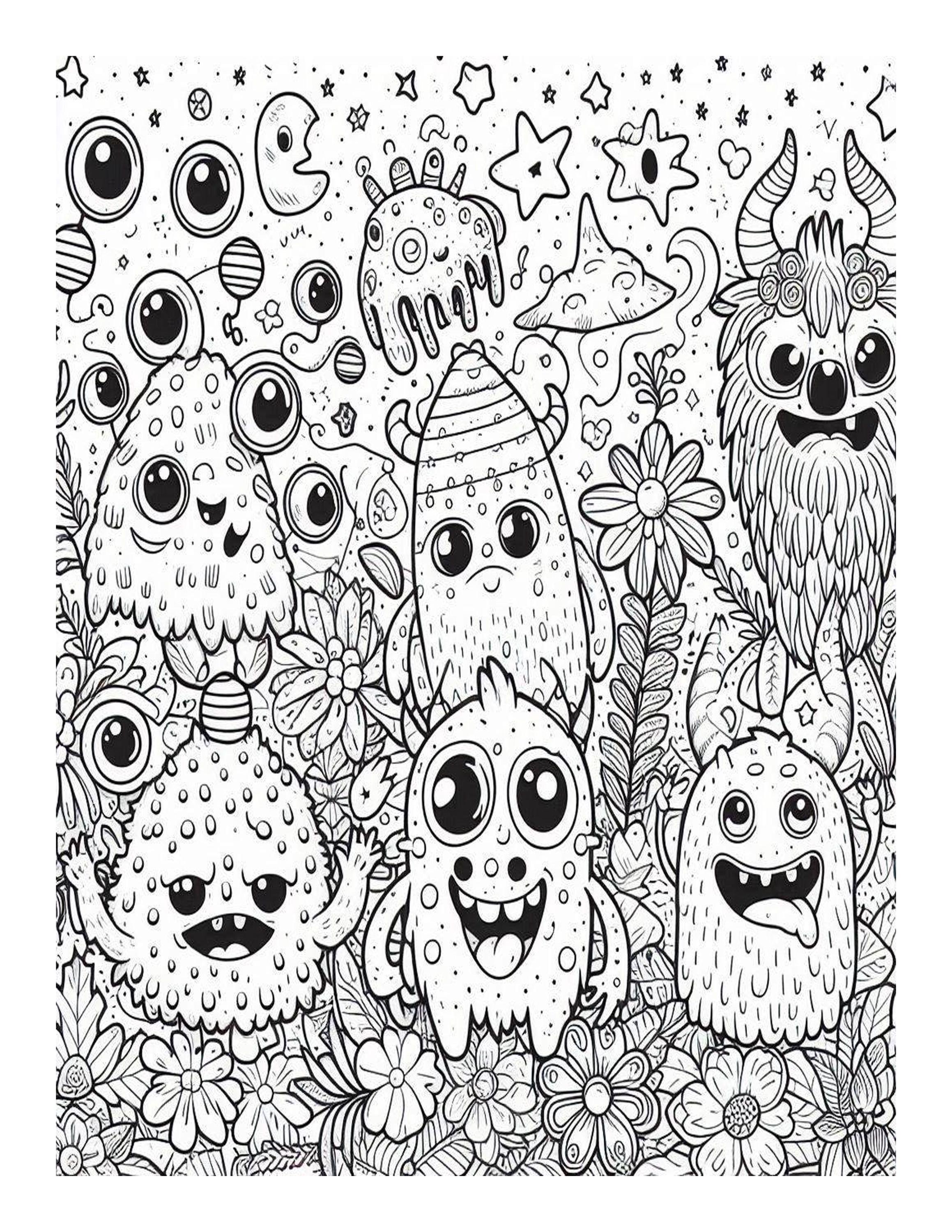 ONLY 1 LEFT in Stock! Cute and Funny Little Monsters Coloring Pages for ...