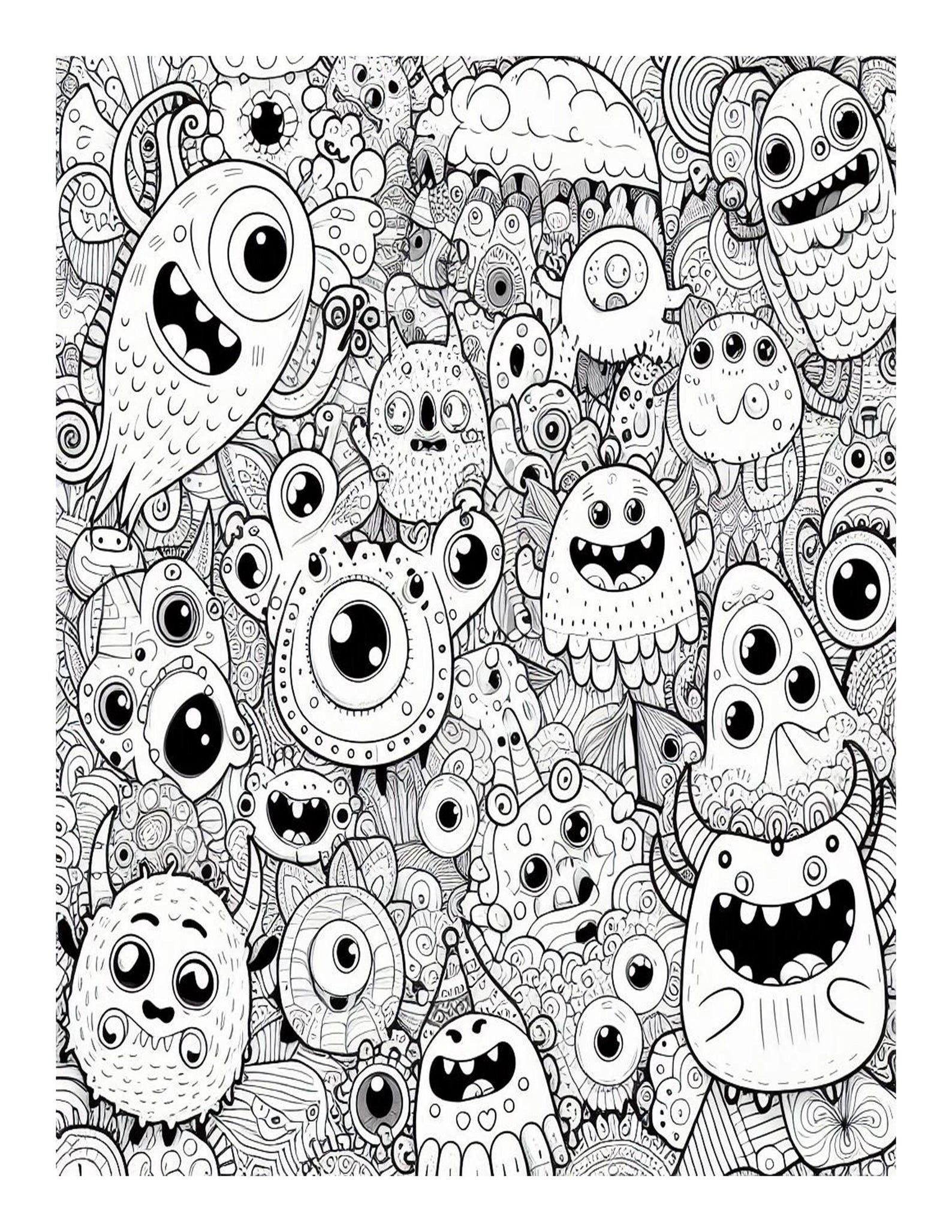 ONLY 1 LEFT in Stock! Cute and Funny Little Monsters Coloring Pages for ...