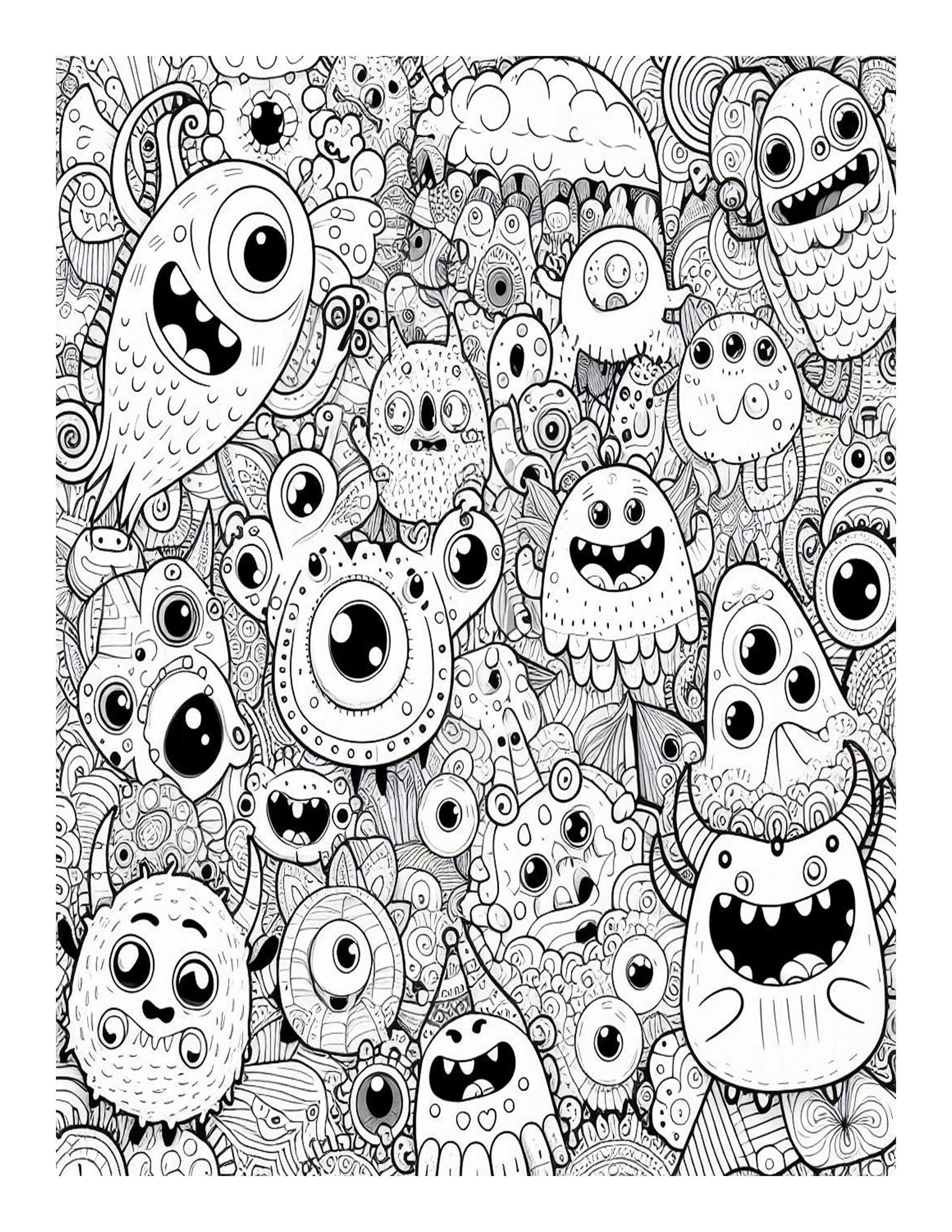 ONLY 1 LEFT in Stock! Cute and Funny Little Monsters Coloring Pages for ...