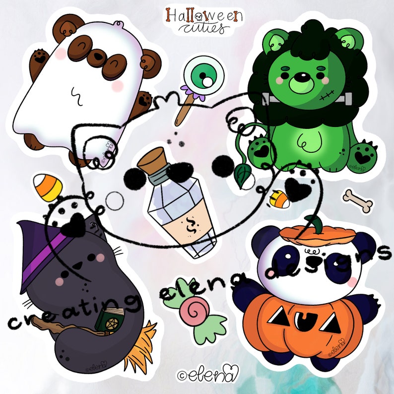 Halloween Cuties DIGITAL Sticker Pack Adorable Kawaii Creepy Stickers ...