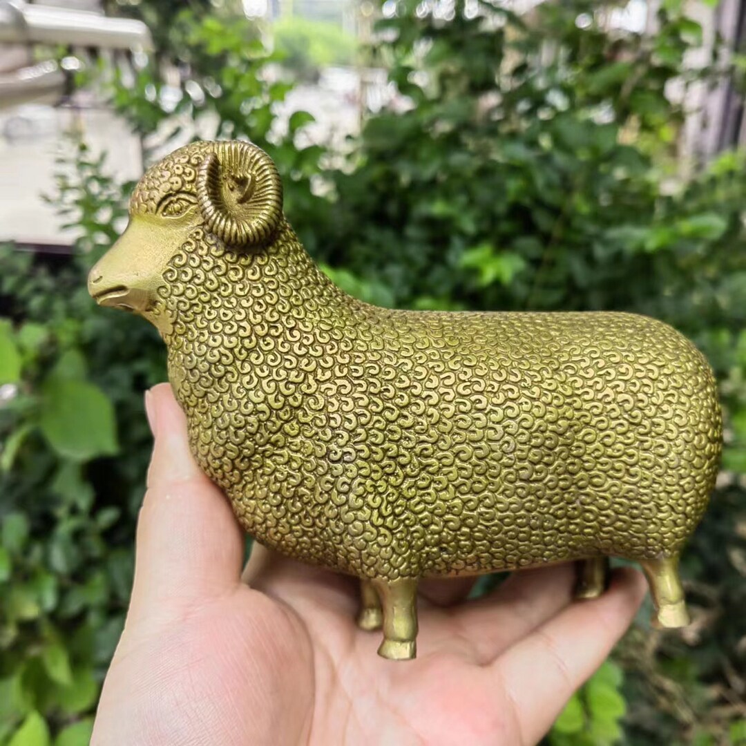 Vintage Finds Brass Sheep Statue Handcrafted With Realistic Wool ...