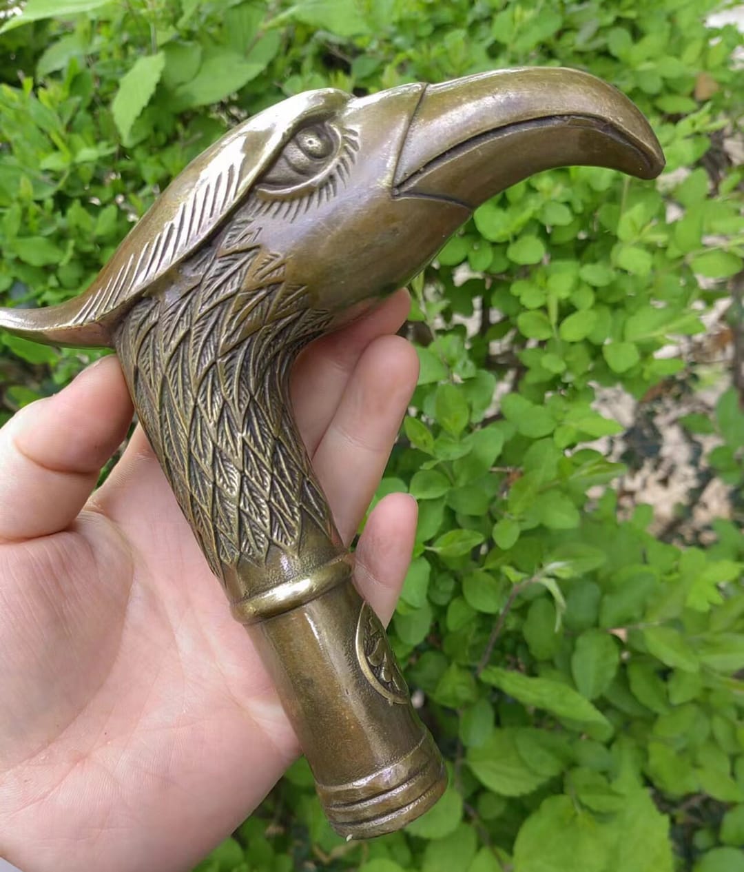 Solid Copper Eagle Head Cane Ornament Antique Brass Face Handle ...