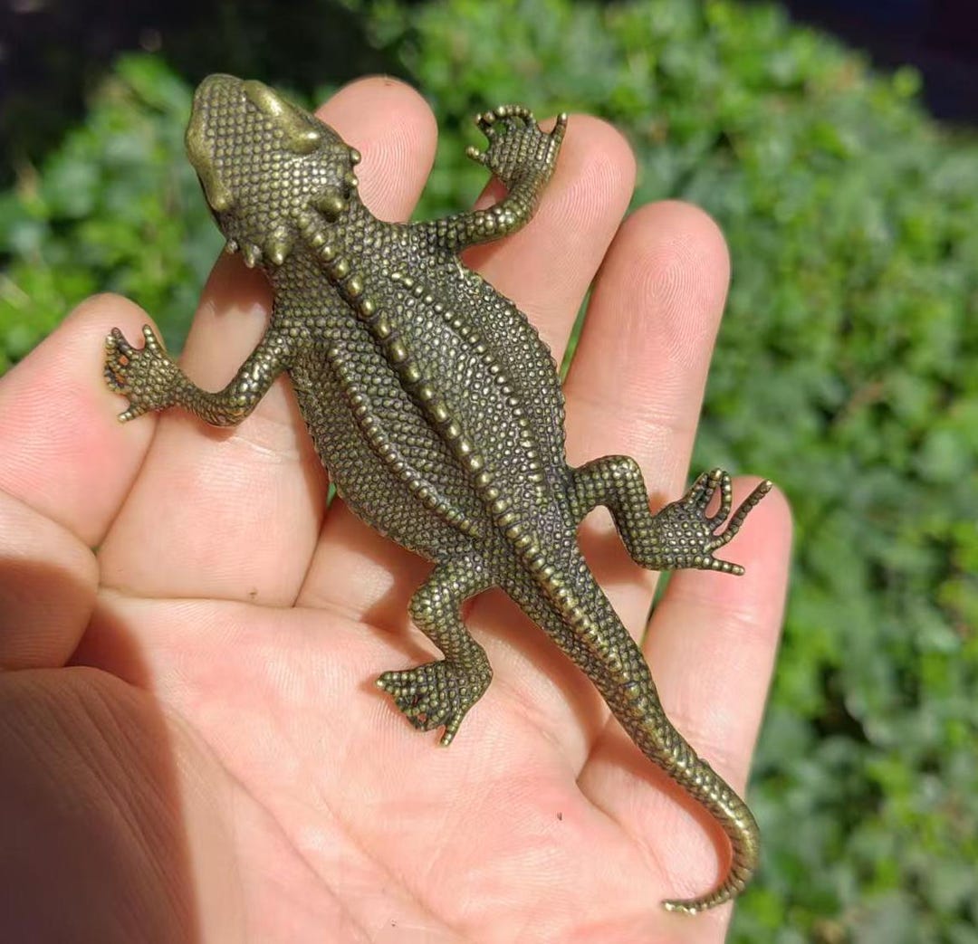 Lizard Sculpture Solid Copper Ornament, Animal Figurine for Home Office ...