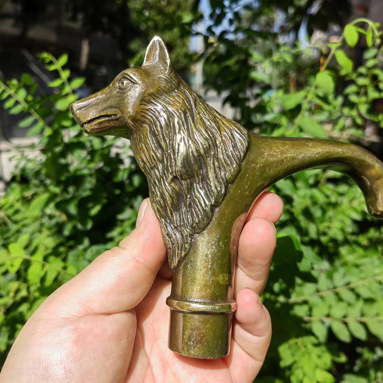 Brass Wolf Head Cane Handle, Vintage Style Walking Stick Topper - Etsy