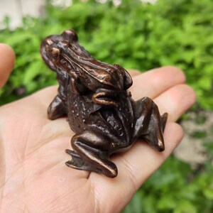 Copper Frog Statue Fengshui Decor, Brass Fengshui Mother and Child Toad ...
