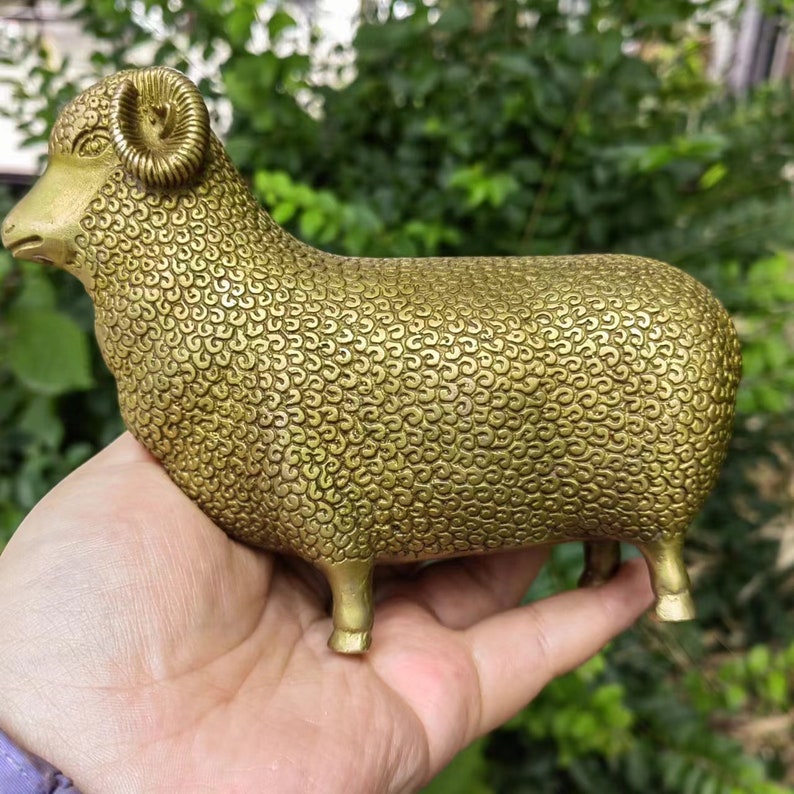 Brass Sheep Statue Handcrafted With Realistic Wool Perfect Symbol of ...