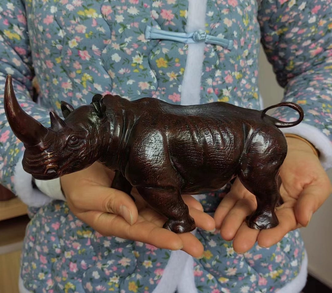 Copper Animal Rhinoceros Figurine Statue Bronze Rhino Toy Model Figure ...