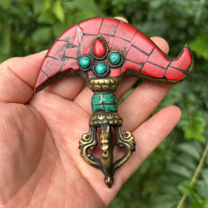 Brass Vajra Phurba Amulet, Tibetan Buddhism Feng Shui Decor (9cm) - Etsy