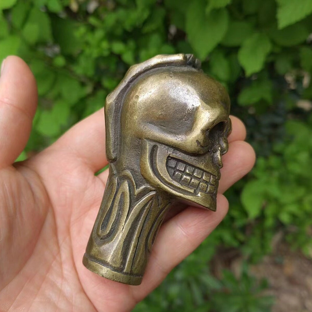 Solid Copper Head Cane Ornament Antique Brass Face Handle ,vintage ...