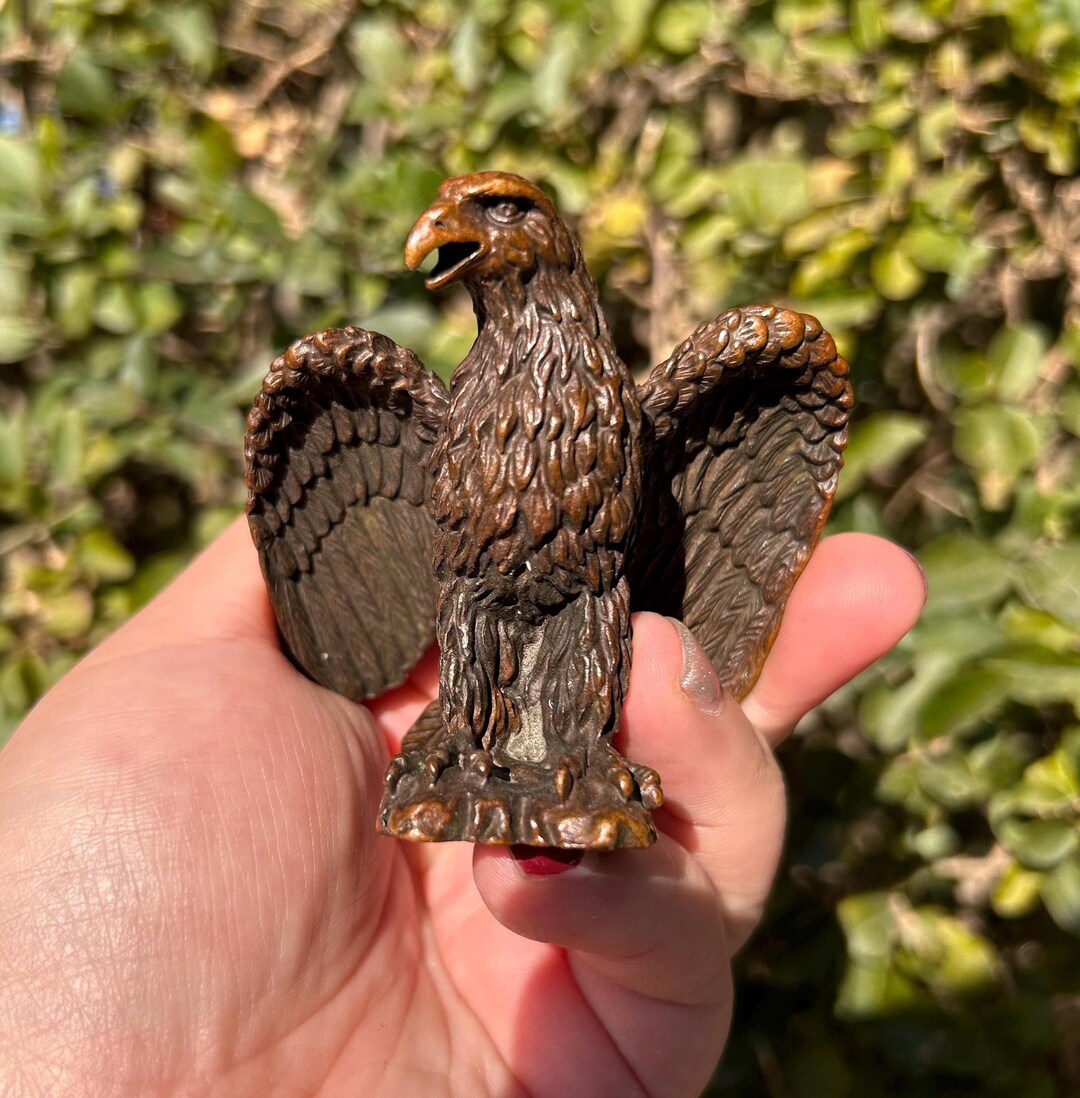 Brass Eagle Figurine Feather Texture Handheld Desk Decor PDD881 - Etsy
