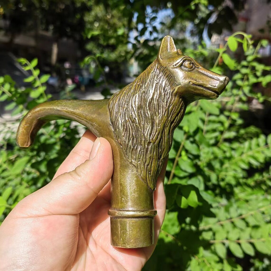 Brass Wolf Head Cane Handle, Vintage Style Walking Stick Topper - Etsy