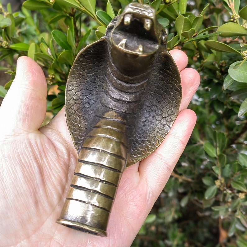 Solid Copper Snake Cane Ornament Antique Brass Face Handle Fine Vintage ...