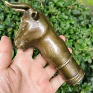 Solid Copper Ox Head Cane Ornament Antique Brass Face Handle,vintage ...