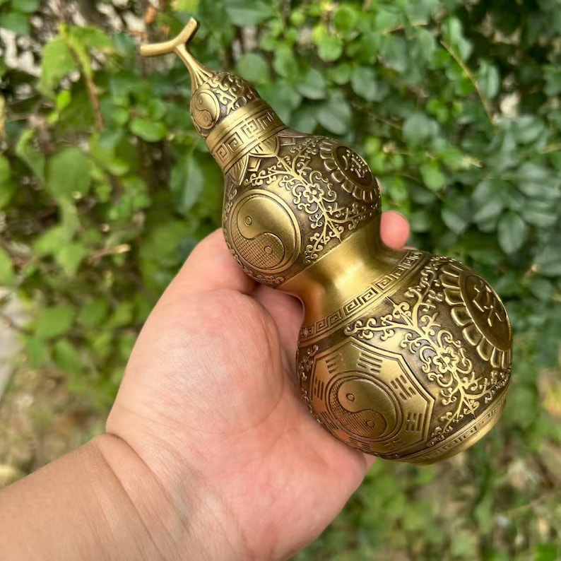 Bronze Feng Shui Gourd Statue, Oriental Wu Lou Ornament - Etsy UK