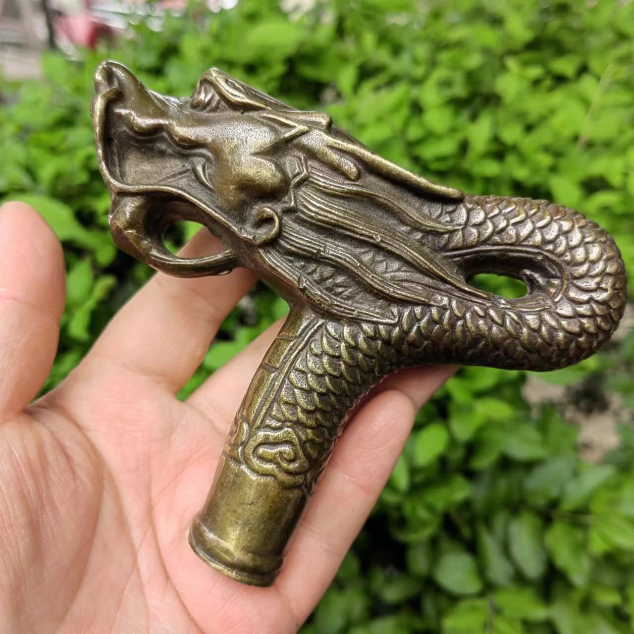Solid Copper Dragon Head Cane Ornament Antique Brass Face Handle Fine ...