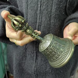 Set of 2, Tibet Copper Ring Bell and Vajra Pestle Phurpa, Taoist ...