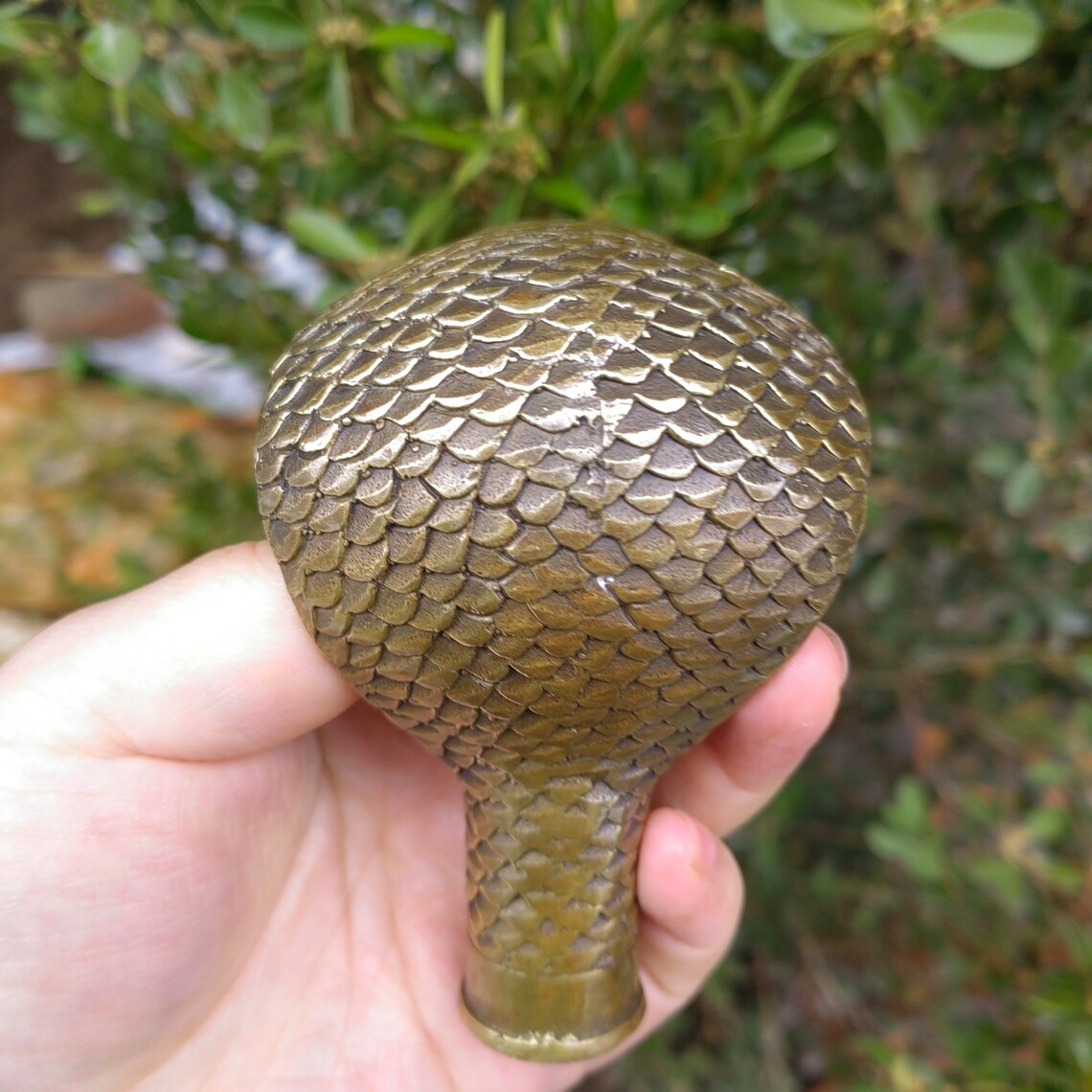 Solid Copper Snake Cane Ornament Antique Brass Face Handle Fine Vintage ...