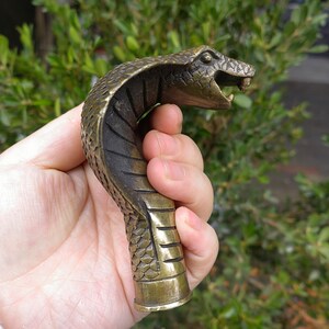 Solid Copper Snake Cane Ornament Antique Brass Face Handle Fine Vintage ...