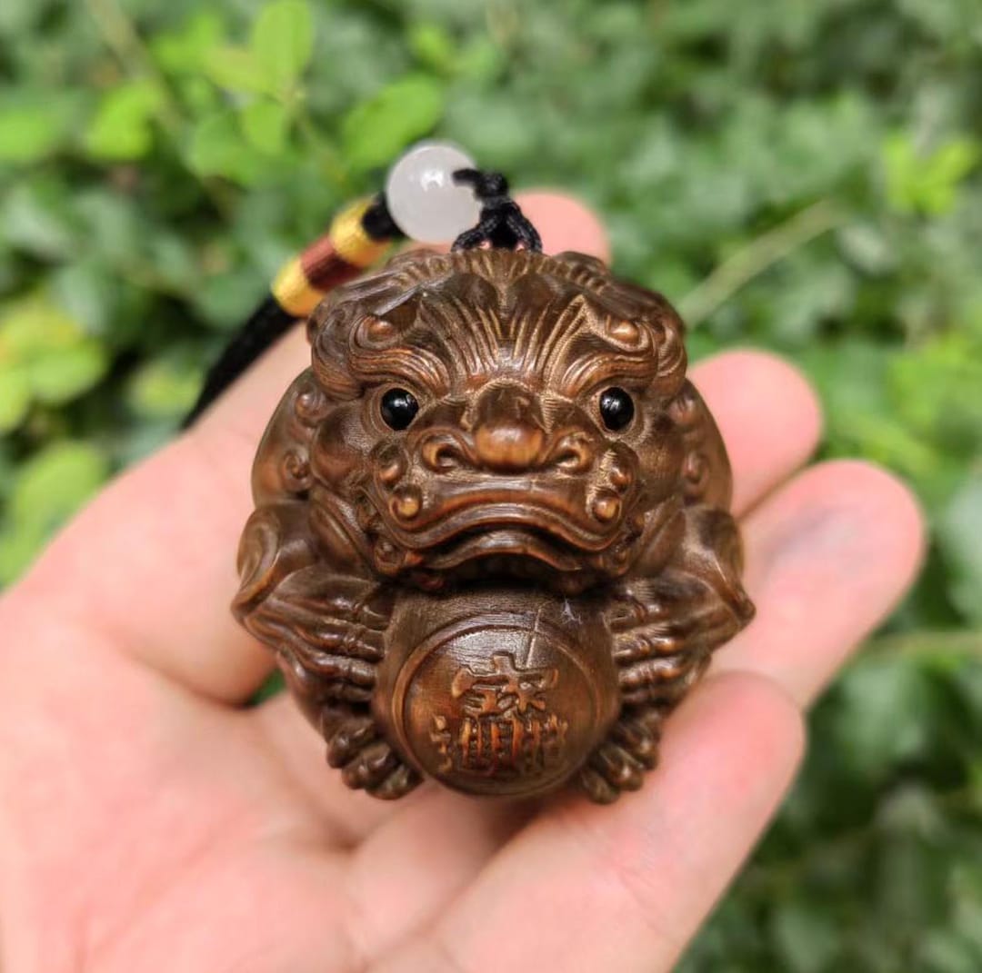 Wooden Pixiu Charm Pendant, Feng Shui Lucky Amulet - Etsy
