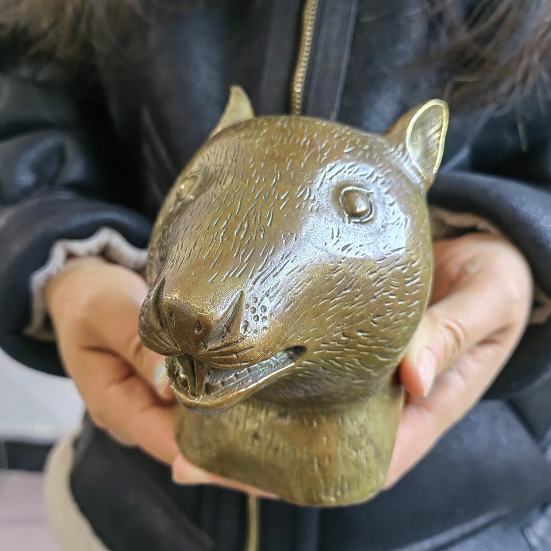 Vintage Copper Old Summer Palace Rat Head Bust Vintage Rat Statue ...