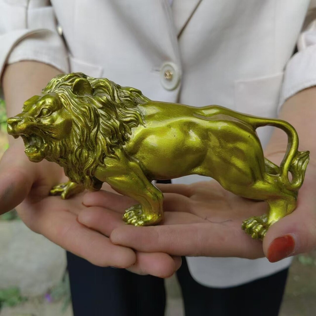 Retro Classic Pure Copper Africa Lion Evil Foo Dog Lion Sculpture ...