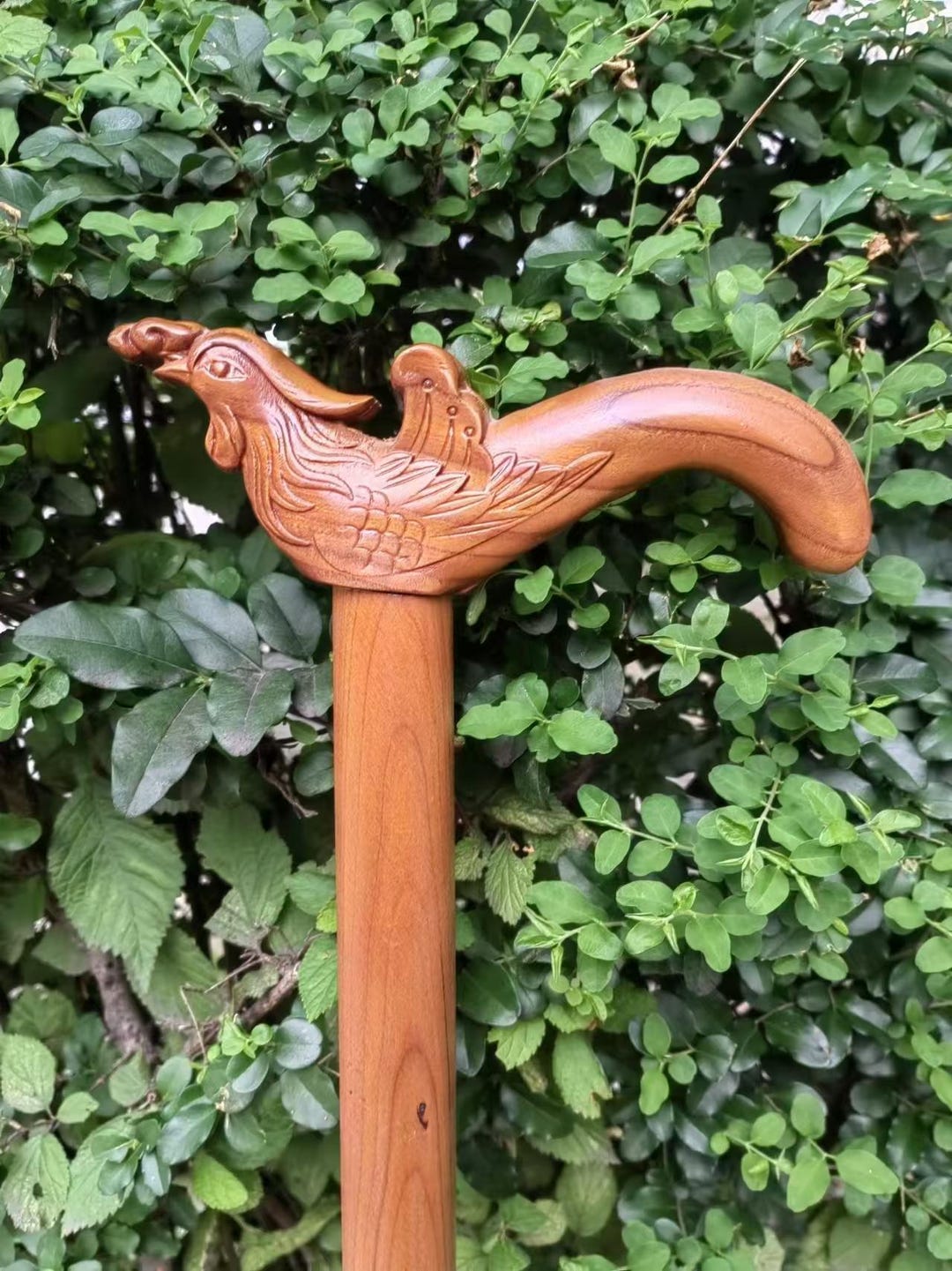 Vintage Style Wooden Walking Cane, Carved Phoenix Bird Grip - Etsy