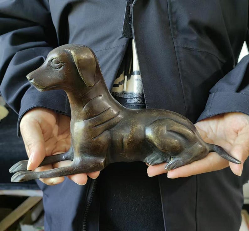 Vintage Brass Greyhound Statue, Hand Painted Dog Sculpture, Home Decor ...