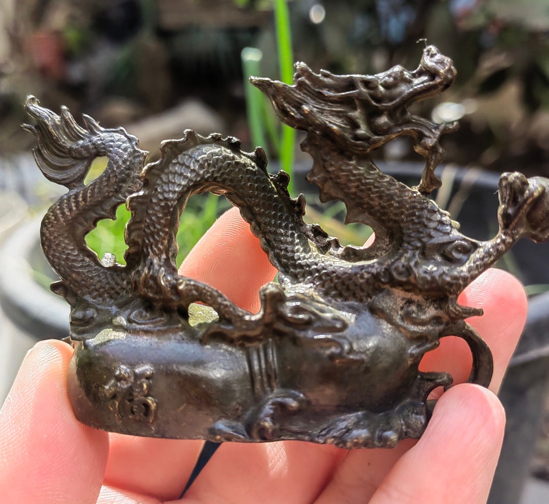 2024 Fine Chinese New Year Dragon Statue Old Bronze Zodiac Standing ...