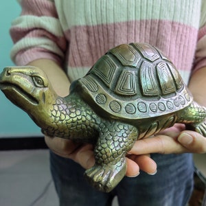 Vintage Style Brass Turtle Hand Carved,home Office Decoration With Luck ...