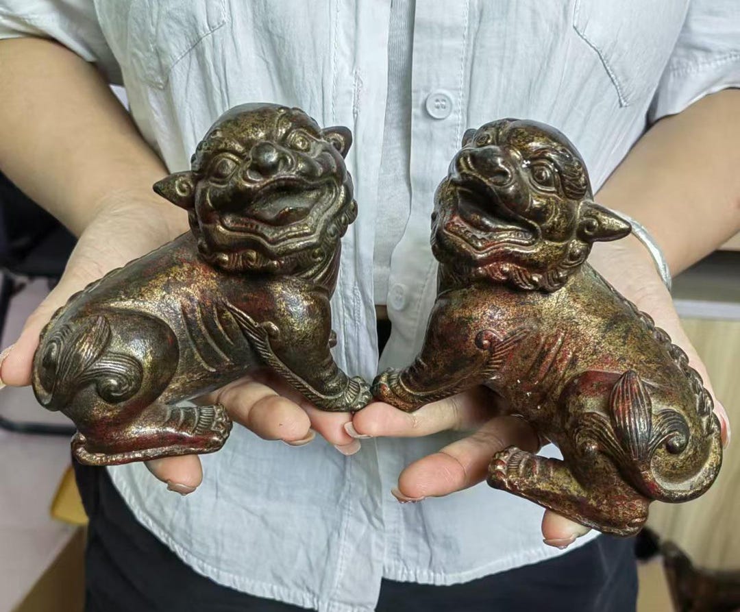 Pair Copper Pixiu Statue, Feng Shui Decor, Temple Guardian - Etsy UK