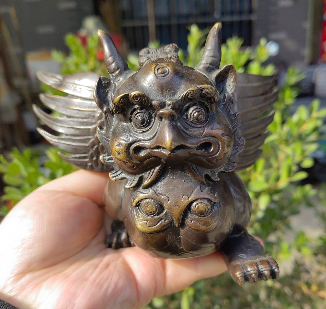 Tibetan Copper Winged Garuda Bird Statue Buddhist Alloy Eagle God Decor ...