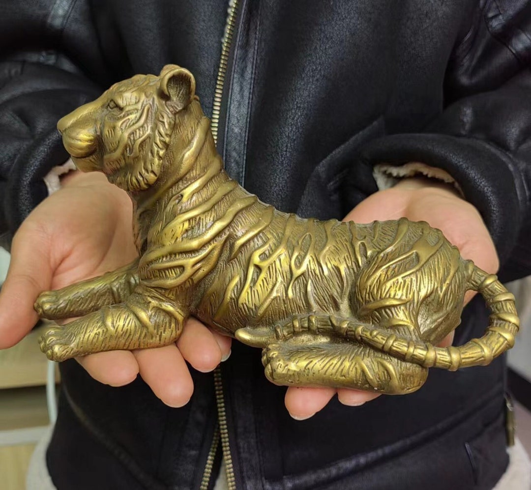 Vintage Style Brass Wildcat Statue Siberian Tiger Design Handmade ...