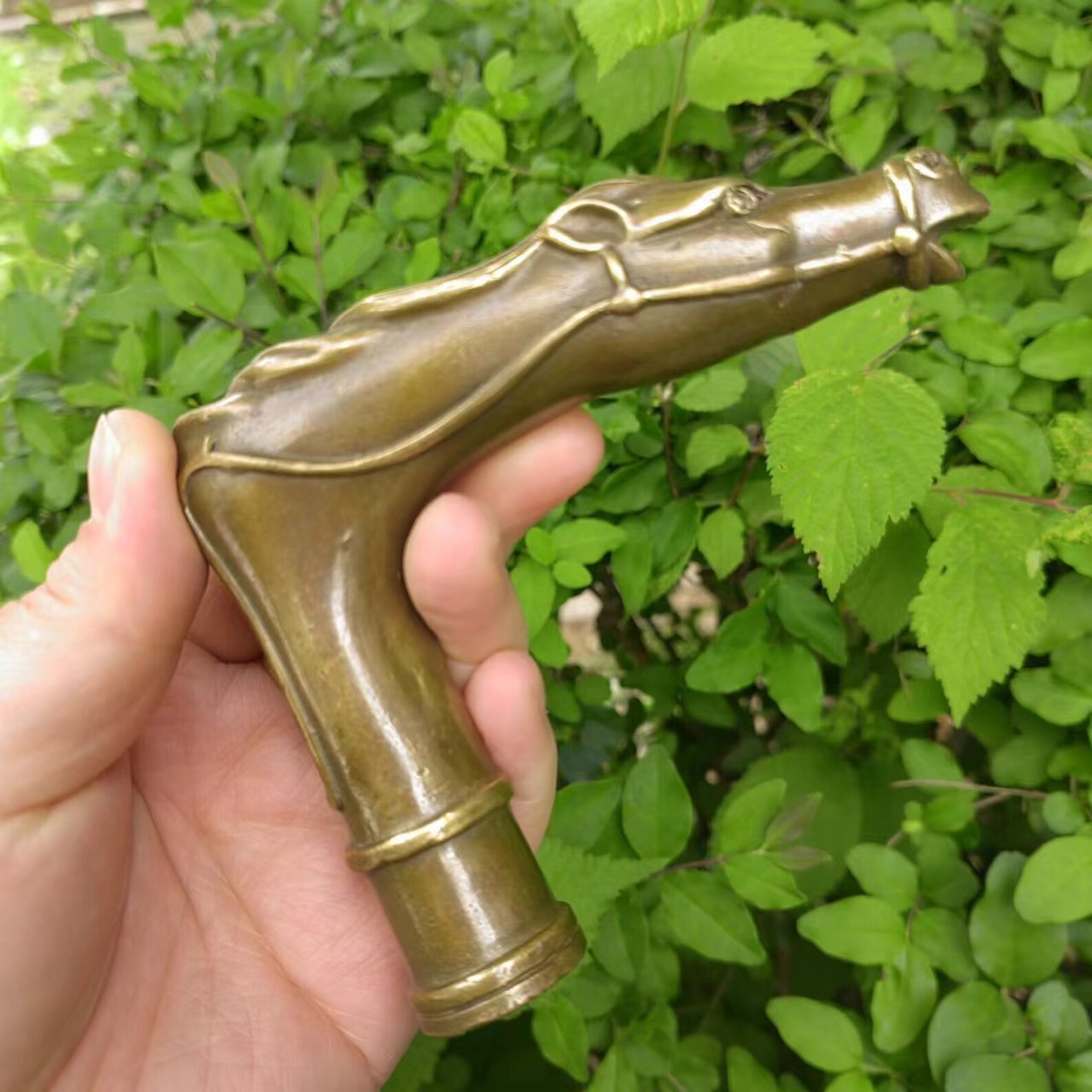 Solid Copper Horse Head Cane Ornament Antique Brass Face Handle,vintage ...